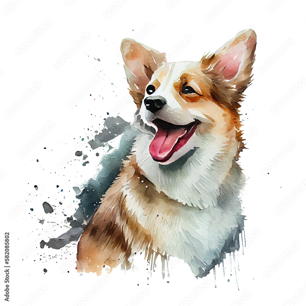 cute dog watercolor painting on a transparent background. generative AI ...