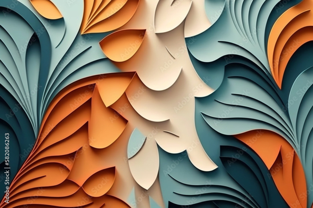 Pastel papercut texture with colorful cut and floral elements ...