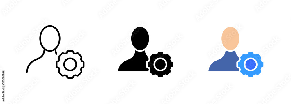 An icon of a user with a gear, representing the user's ability to ...
