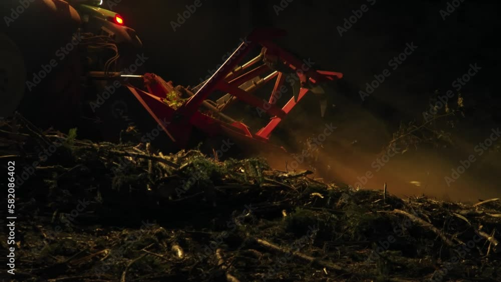 Forest mulcher processes tree remains after bark beetle infestation at ...