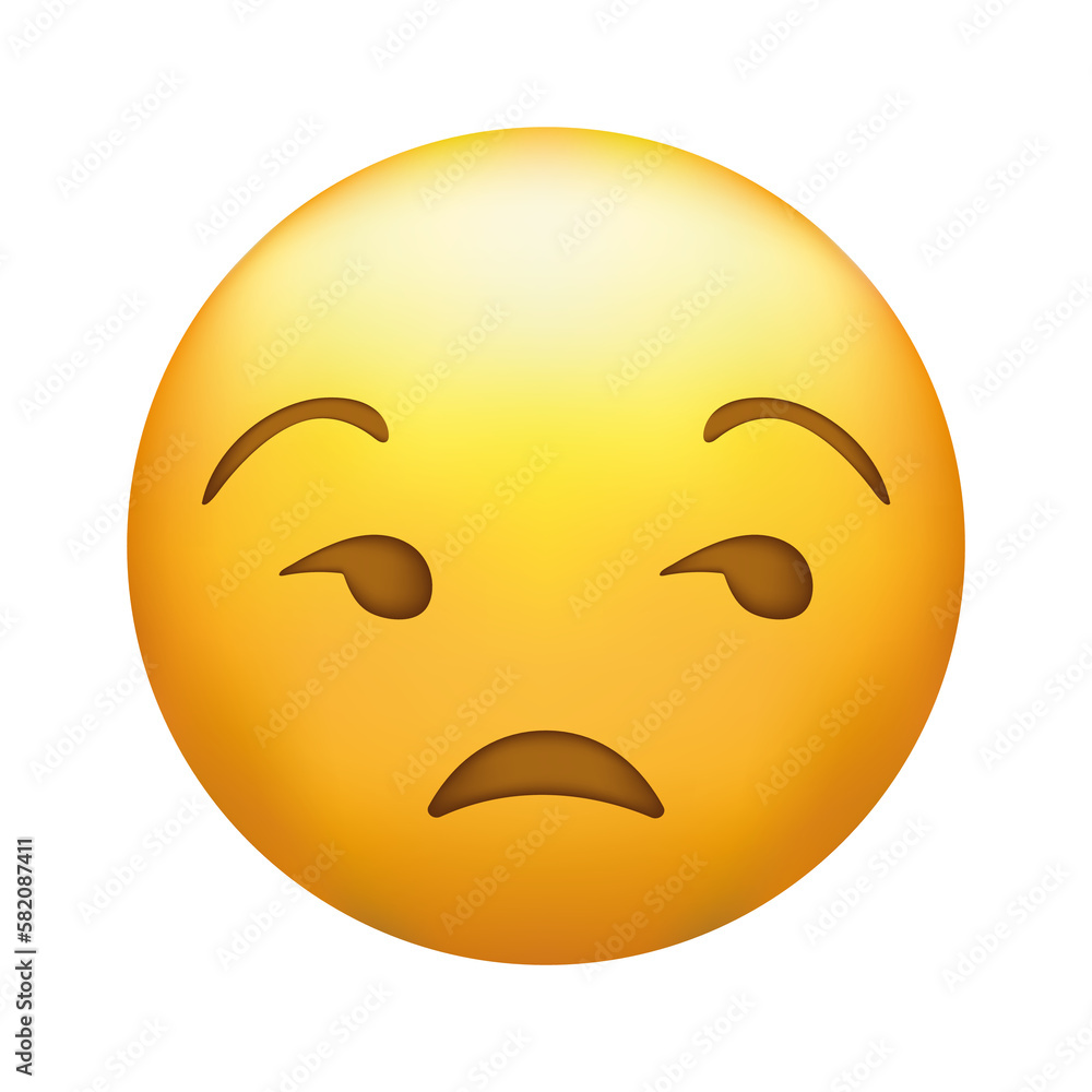Unamused emoji. Meh emoticon, dissatisfied yellow face. Stock ...