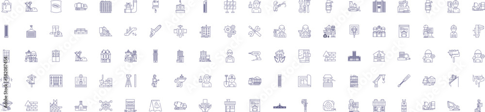 Building and construction line icons signs set. Design collection of ...