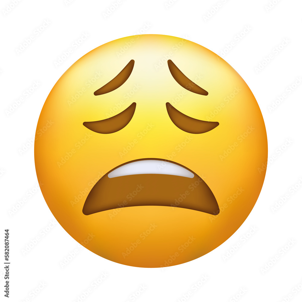 Exhausted emoji. Tired emoticon, yellow face with closed eyes. Stock ...