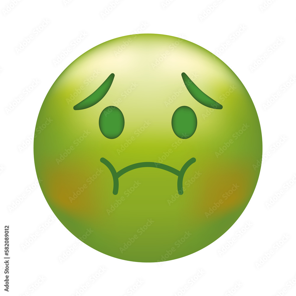 Holding back vomit emoji. Green emoticon face, disgust Stock ...