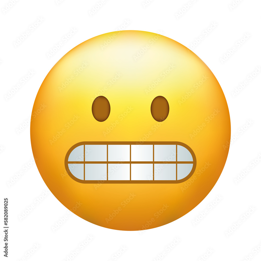 Grimacing emoji. Awkward emoticon with clenched teeth Stock ...