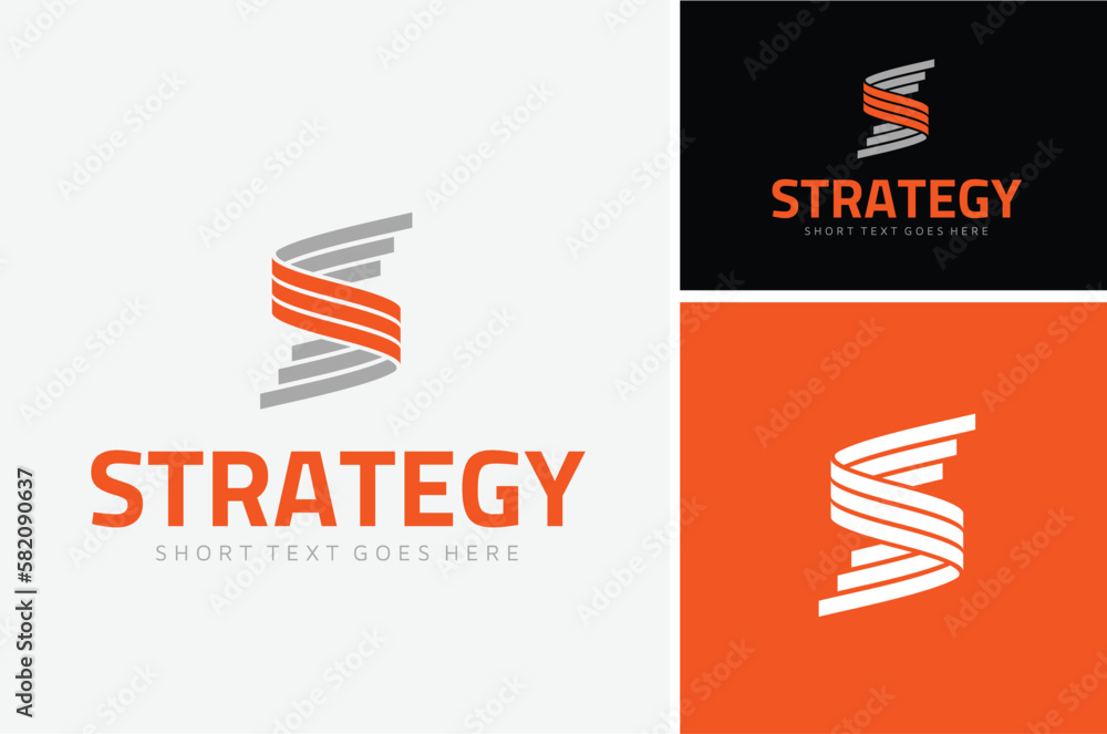 Spin Spiral Ribbon Stripes Initial Letter S logo design Stock Vector ...