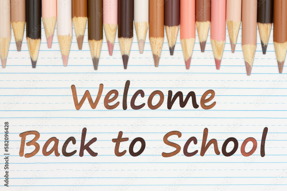 Welcome Back to School message with multiculture skin tone color ...