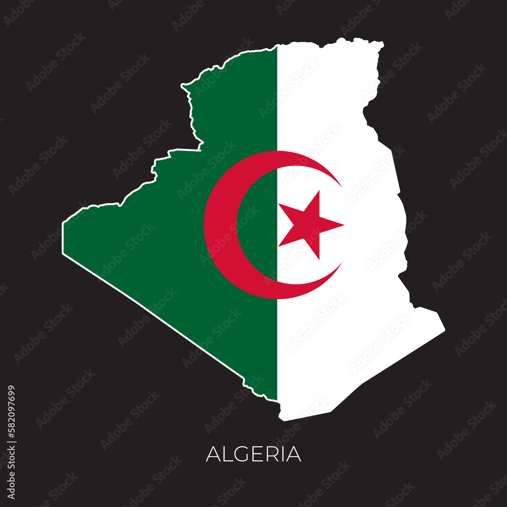 Algeria map and flag. Detailed silhouette vector illustration Stock ...
