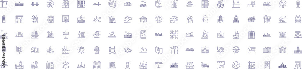 Geospatial mapping line icons signs set. Design collection of ...