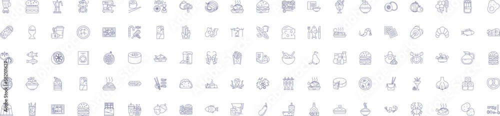Food mall line icons signs set. Design collection of Eatery, Gastronomy ...