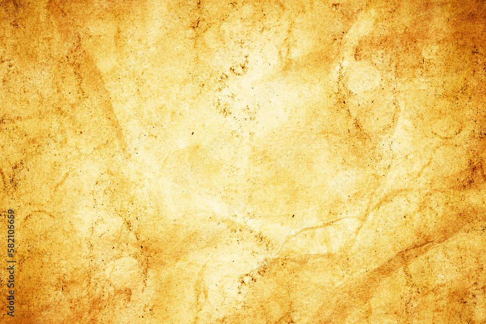 Bright yellow paper background. Parchment paper texture. Coffee stains ...