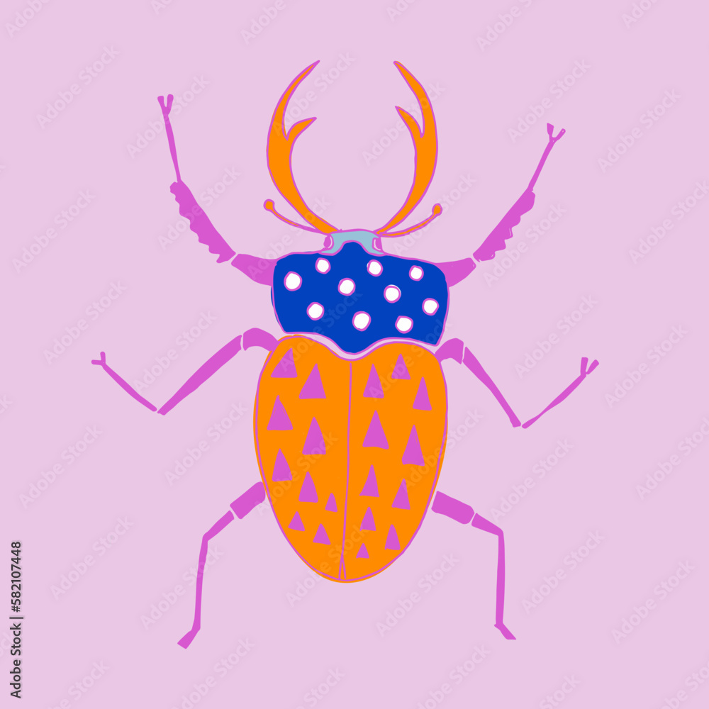 Vector Drawing Of A Beetle With Decorative Elements Stock Vector ...