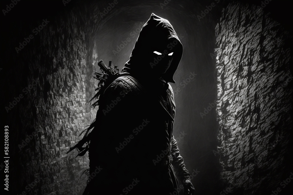 Shadowy assassin lurking in the shadows, ready to strike. the assassin ...