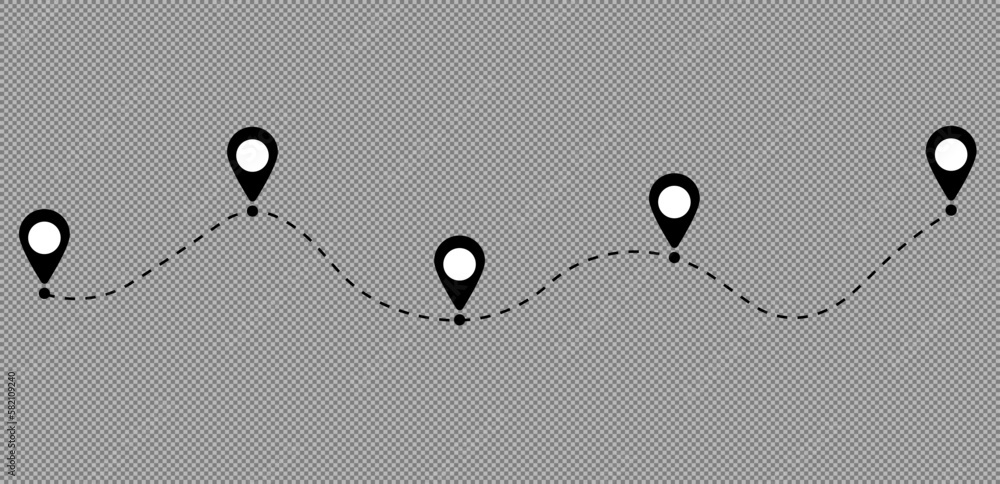 Line drawing of map location pointers. Map pin or navigation pointer ...