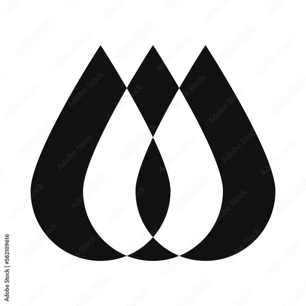 Photo & Art Print Three Droplet Shapes Negative Space Icon, John Uttley