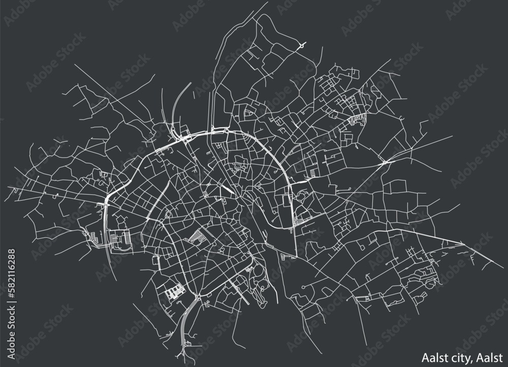 Detailed hand-drawn navigational urban street roads map of the AALST ...