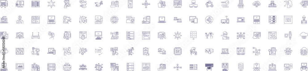 Network line icons signs set. Design collection of Network, Technology ...