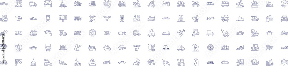 Machines line icons signs set. Design collection of Robots, Automata, Computers, Electronics ...