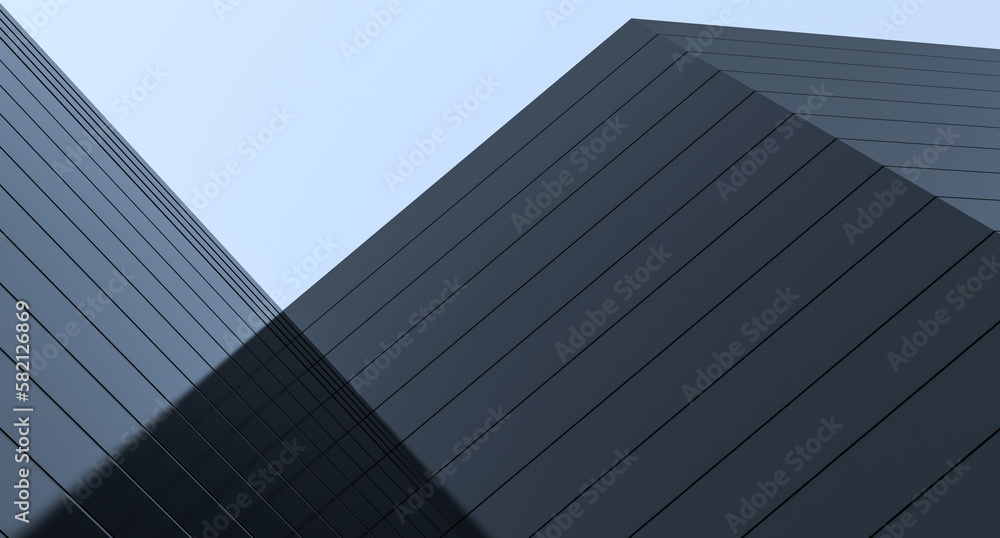 Architectural design of the building. A dark building with a reflective ...