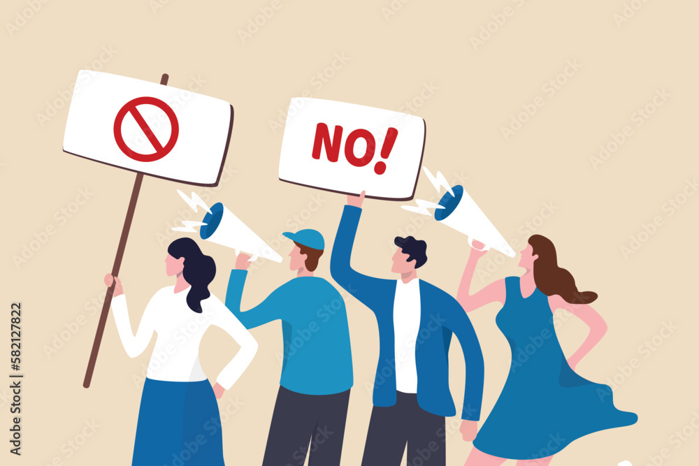 Poster Employee protest, work strike or people demonstration, social ...