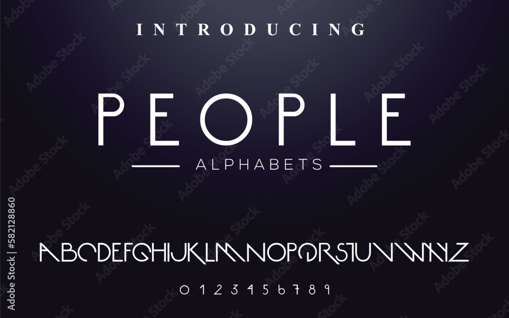 Vecteur Stock PEOPLE minimalist alphabet letters font. Minimal ...