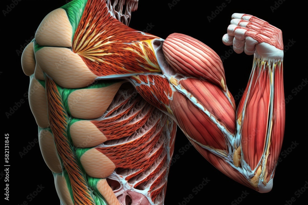 internal structure of human body muscles muscle fibers of arm, created ...