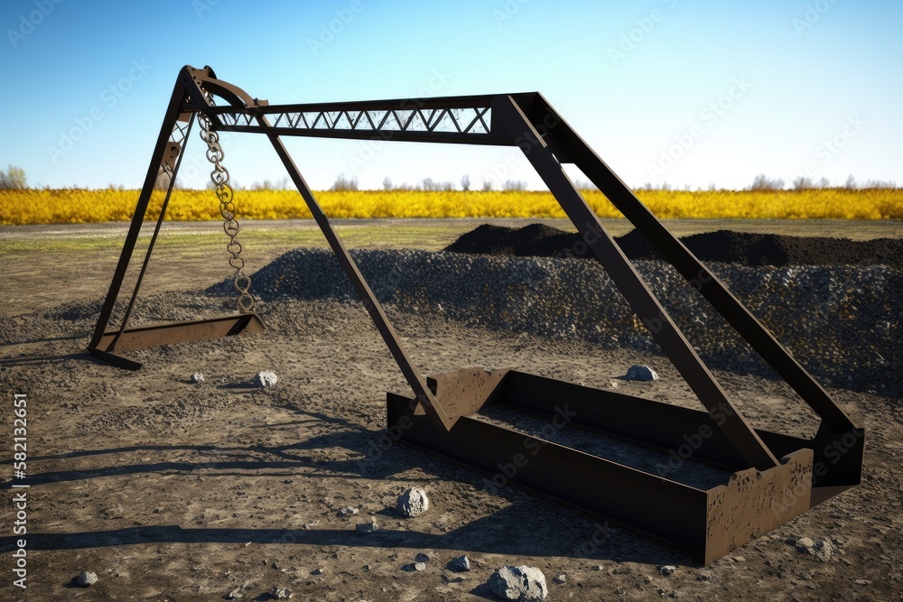 large metal detector frame with long arm for excavations, created with ...