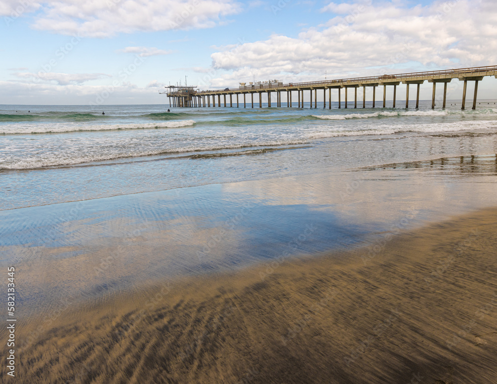 Reflections on The Sand of La Jolla Shores Beach With Scripps Memorial ...