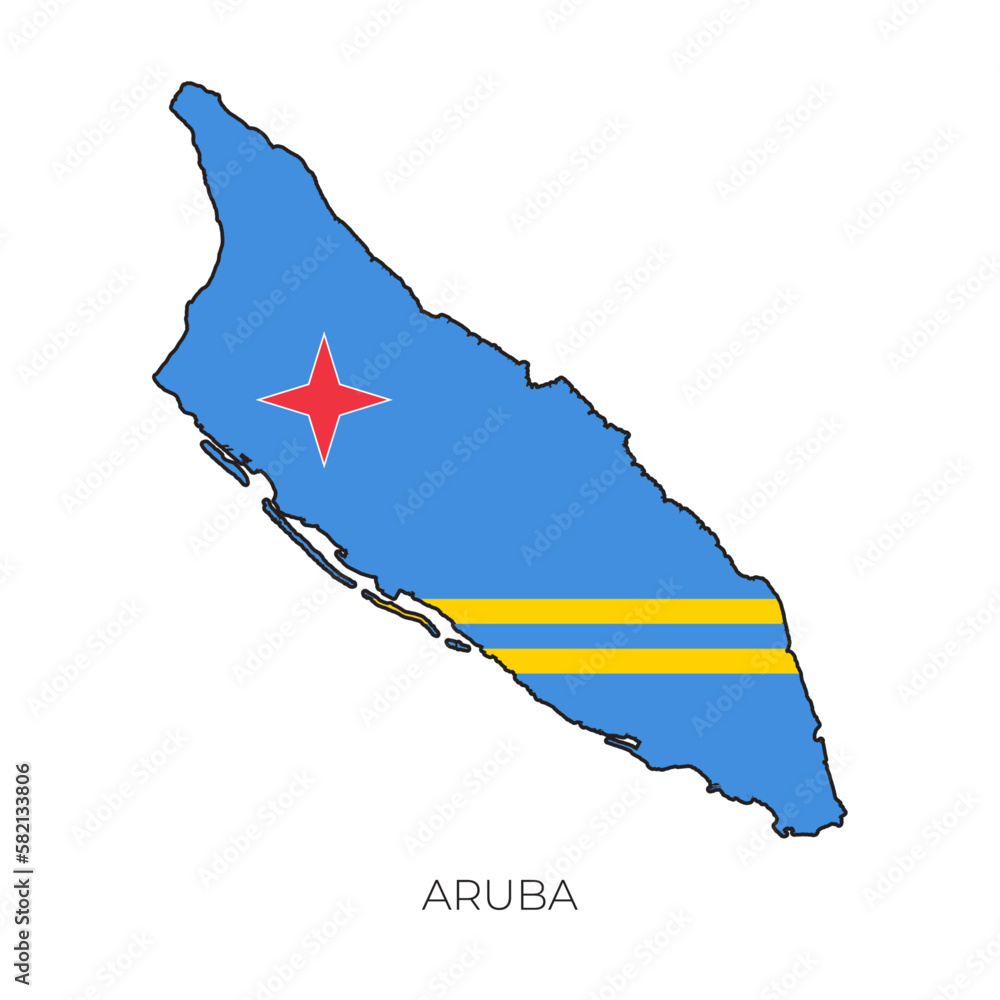 Aruba map and flag. Detailed silhouette vector illustration Stock ...
