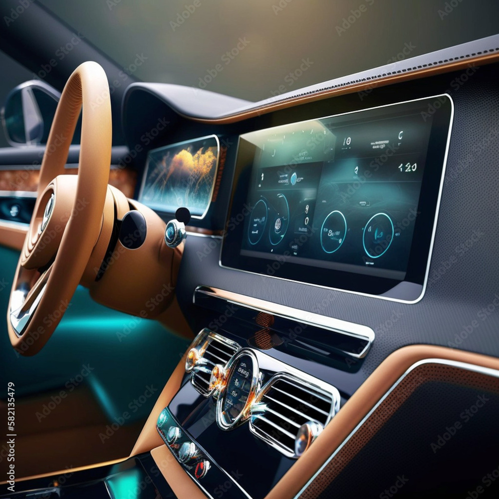 Dashboard with a touchpad of a modern car. Generative AI. Stock ...