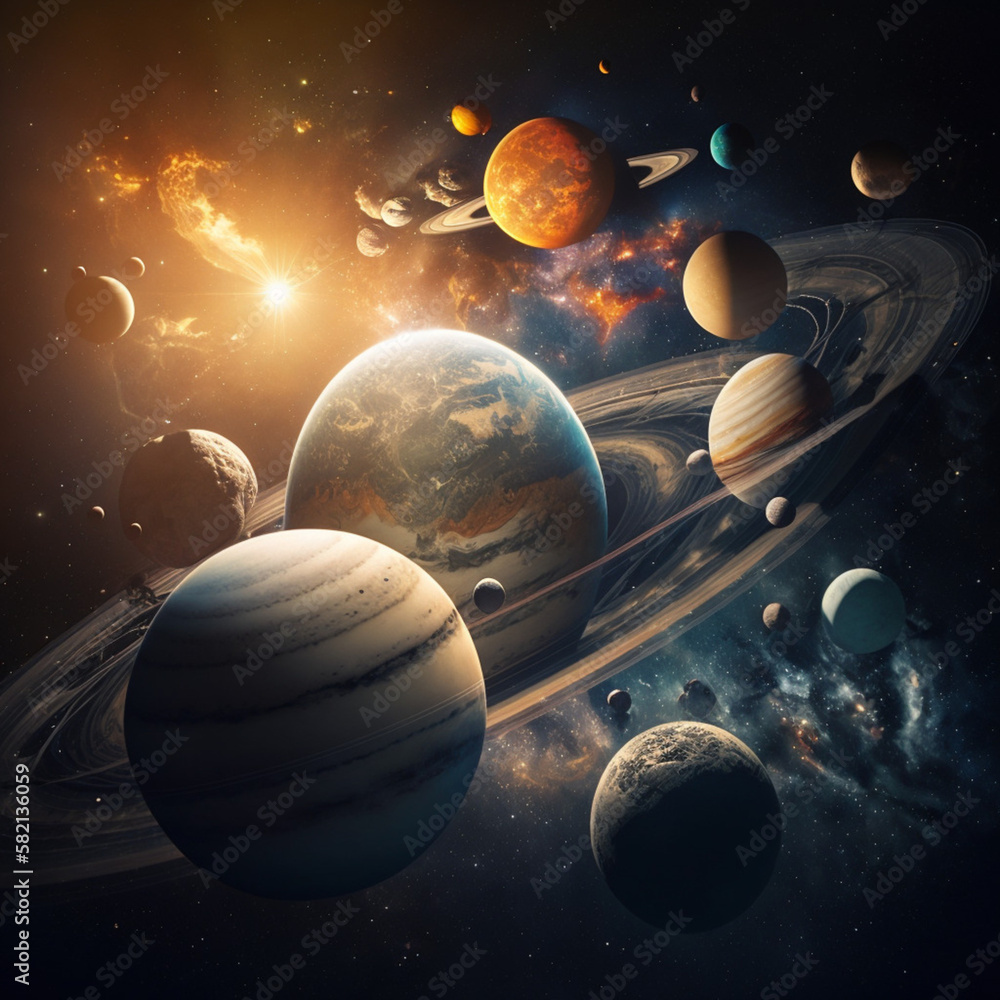Photo & Art Print Illustration of the solar system. Generative AI., DALU11