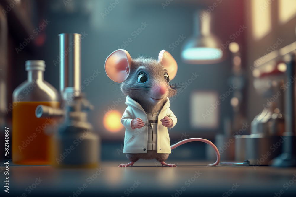 Scientist mouse in a lab coat ready for science, medicine research ...