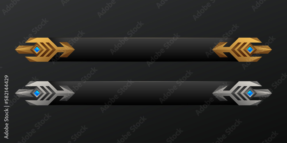 Fantasy gold and silver border lower third game interface screen title ...