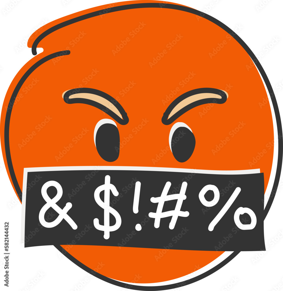 Angry swearing emoji. Emoticon with swear words censored by grawlix ...