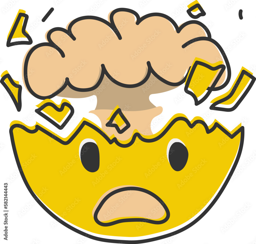 Mind blown emoji. Exploding head emoticon, shocked sad yellow face with ...