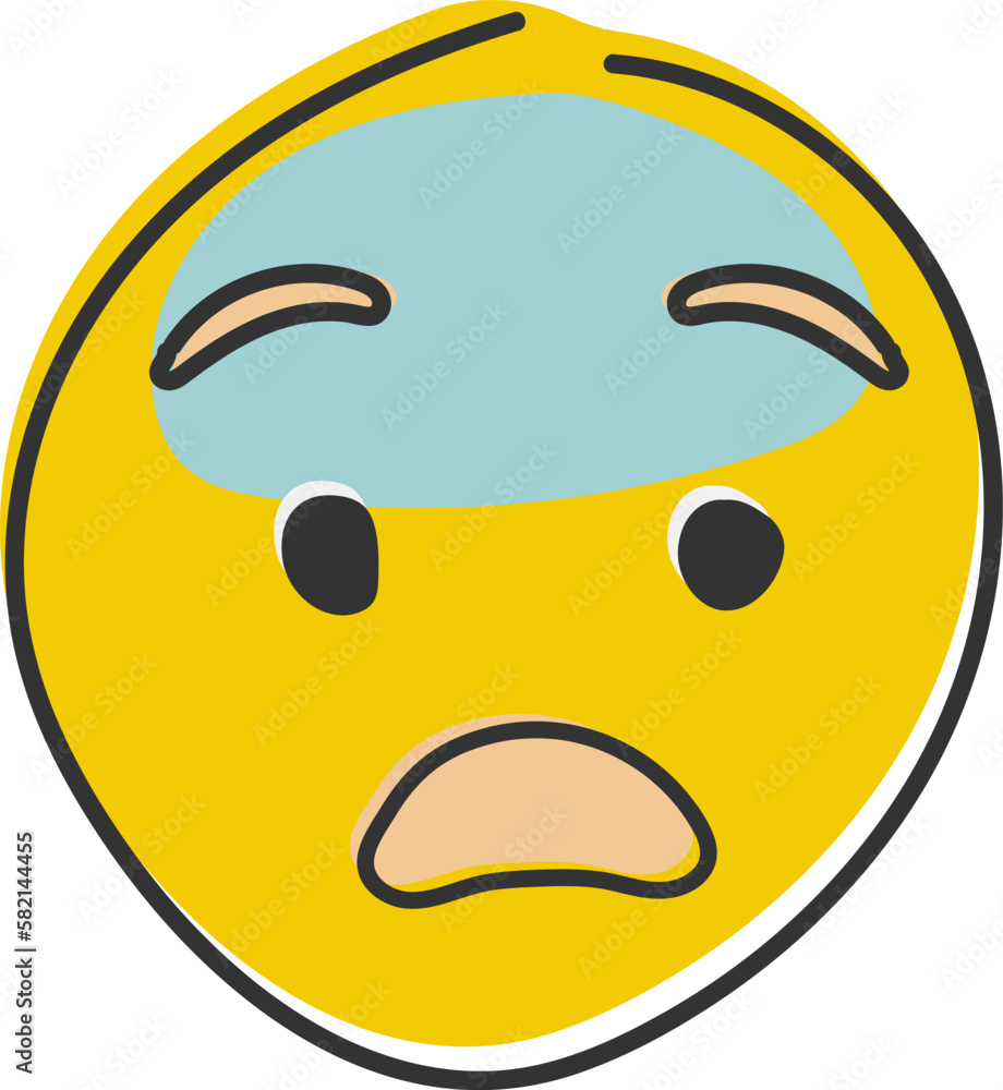Screaming in fear emoji. Horror and fright emoticon. Yellow face with ...