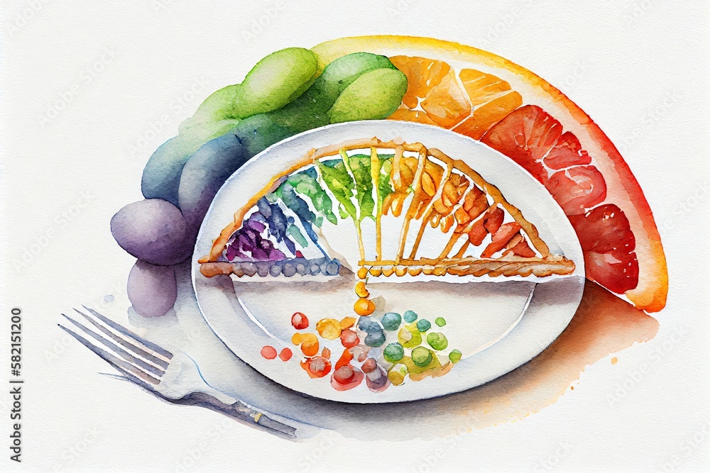 Watercolor Illustration of a Dna Food And Genetically Modified Foods ...