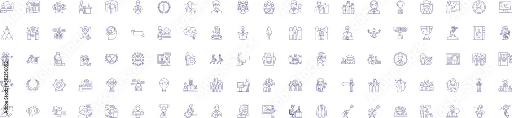 Skill development line icons signs set. Design collection of Training ...