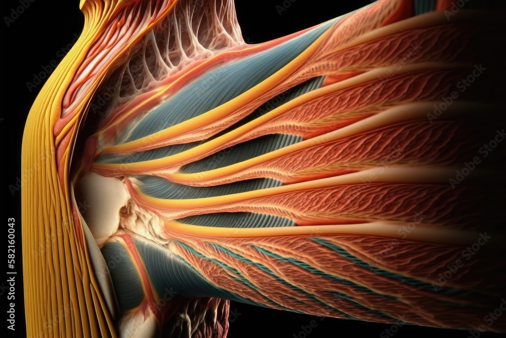 internal human body muscles fiber of arm close-up, created with ...