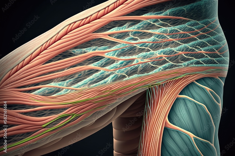internal structure of body with muscle fibers of arm close-up, created ...