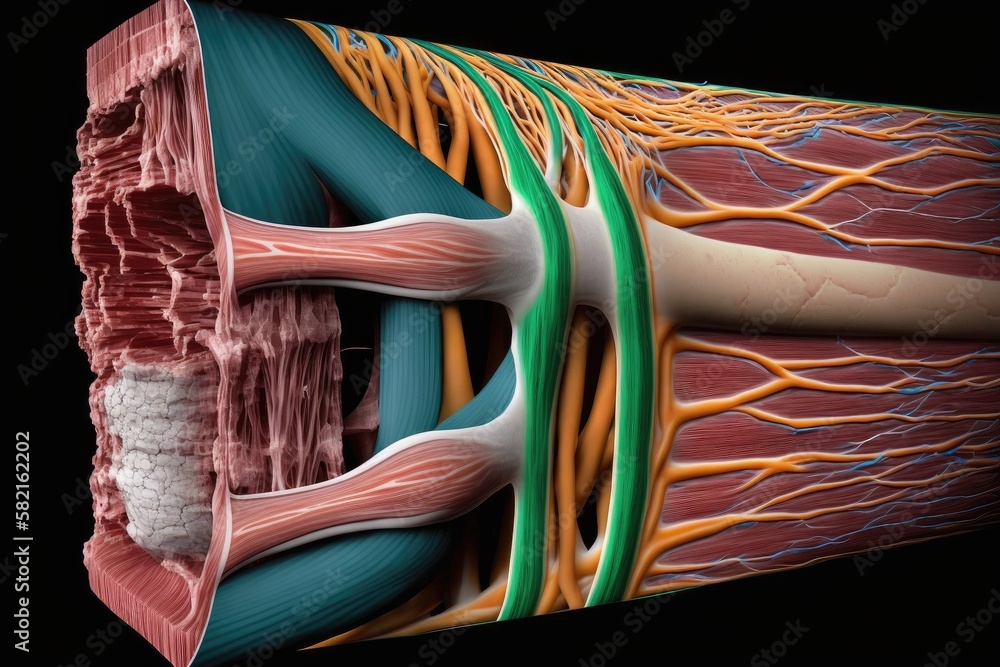 architecture of human muscles tissue muscle fibers of arm, created with ...