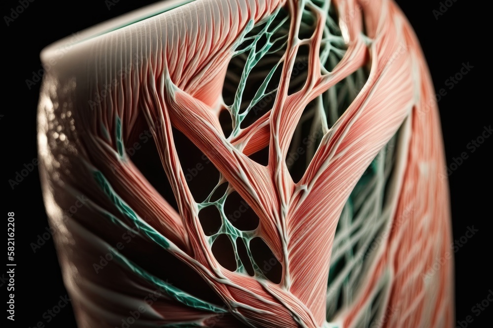 faceted model of muscle fibers of arm in close-up, created with ...