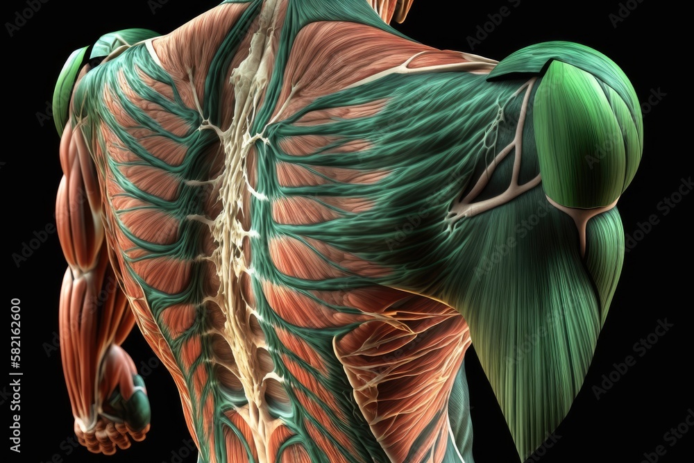 muscles of arm on back and shoulder muscle fibers , veins and swirls ...