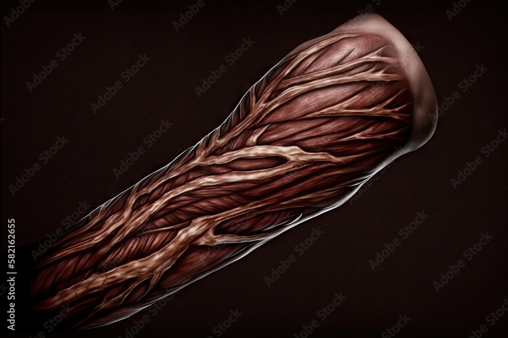 dark brown muscular forearm with muscle fibers of arm, created with ...