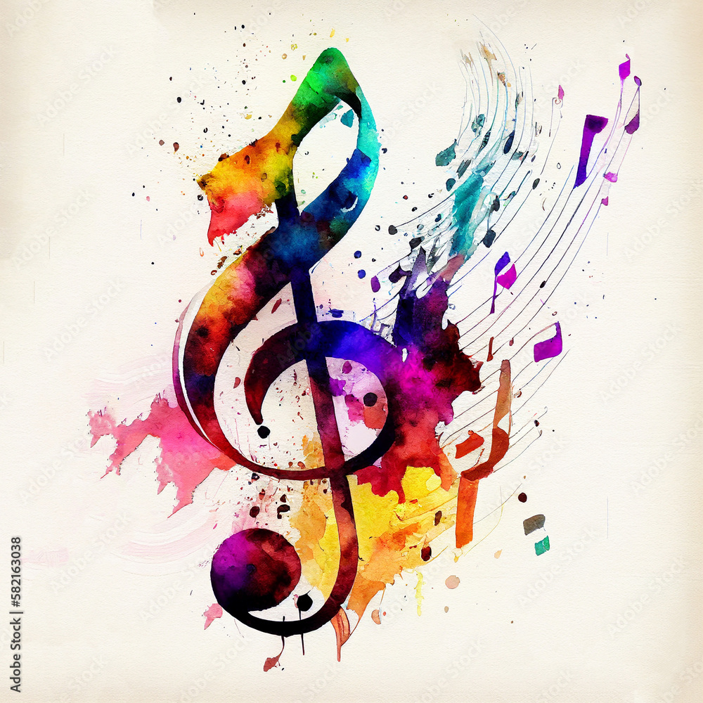 Musical notation symbols. Watercolor drawing.. Stock Illustration ...