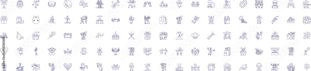 Celebrating people line icons signs set. Design collection of Honoring ...