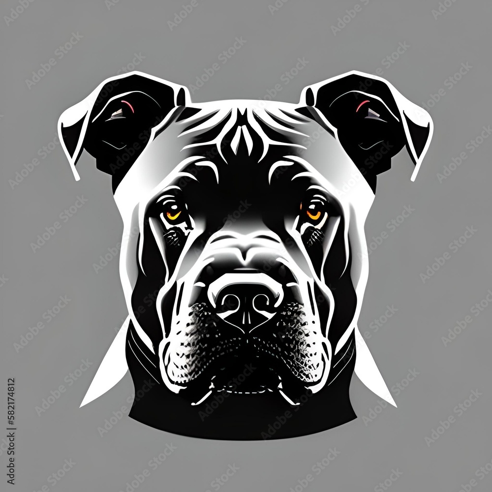 Cane Corso, simplification, outline, silhouette, black colors, vector ...