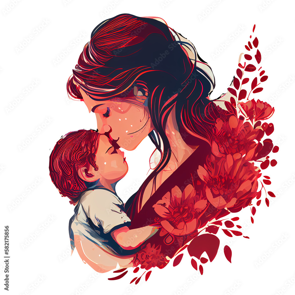 Mother and child love clipart, Mother's day concept, mom son lovely ...