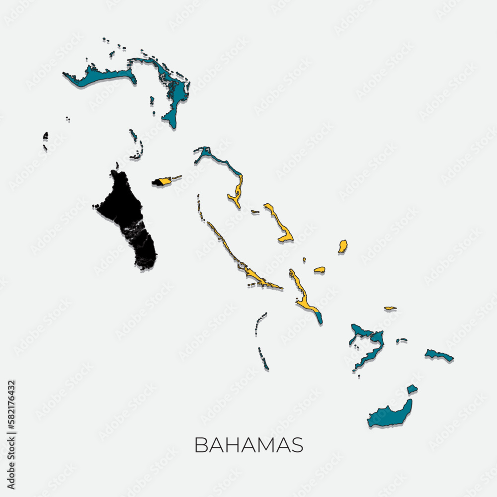 Bahamas map and flag. Detailed silhouette vector illustration Stock ...
