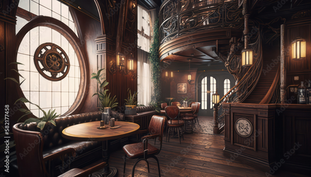 Gothic and steampunk concept design for a cafe or restaurant, gothic ...